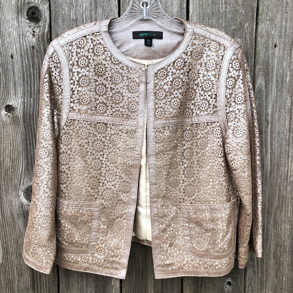 Siena Studio Cutwork Punched Leather Jacket Bronze - Gem